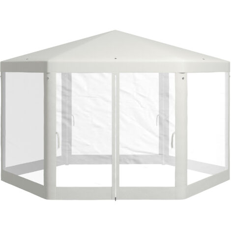 Pavillon de jardin 6 pans avec moustiquaires structure métal ...