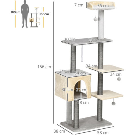 Arbre à chat pour plusieurs chats avec griffoir et paniers suspendus ...