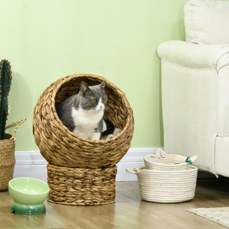 Dodo pour chat en hauteur rotin tressé style scandinave avec coussin ...