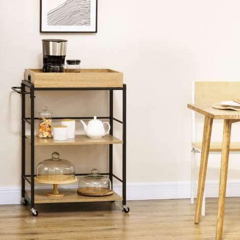 Table de service cuisine roulette meuble bar salon industriel rustique ...