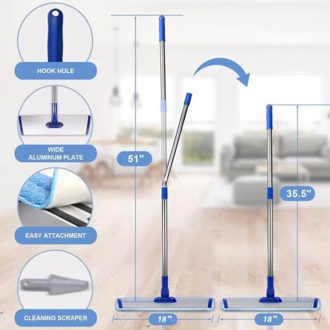 Nettoyage de sol grand format 18 pouces balai plat inox maison et ...