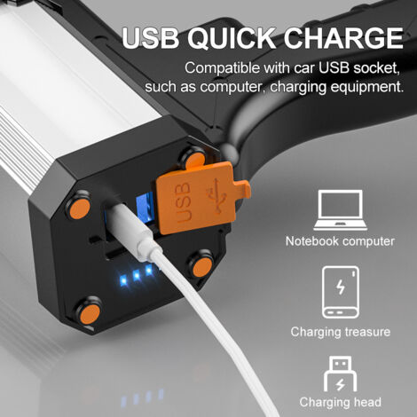 Projecteur rechargeable LED ultra puissant de 1000 lumens longue duree ...