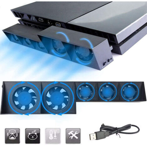 PS4 Cooling Fan, External USB Cooler with 5 Turbo Fans and Temperature ...