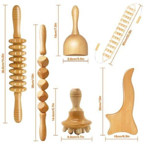 Complete 6-Piece Maderotherapy Kit for Cellulite Treatment: Wooden ...
