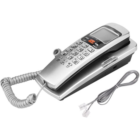 Festnetztelefon mit FSK/DTMF-Display und Kabel, modernes silbernes ...