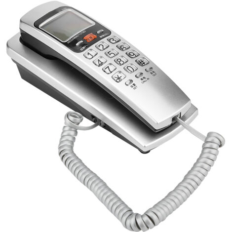 Festnetztelefon mit FSK/DTMF-Display und Kabel, modernes silbernes ...