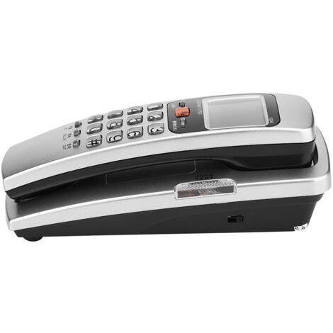 Festnetztelefon mit FSK/DTMF-Display und Kabel, modernes silbernes ...