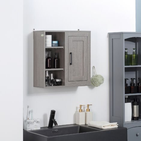 Meuble de rangement suspendu placard de toilette gris compact pour ...