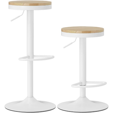 Juego de 2 Taburetes Altos de Cocina con Altura Ajustable Asiento Marco ...