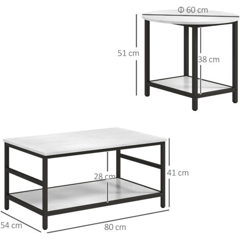 Table basse aspect marbre avec pieds réglables et structure acier ...
