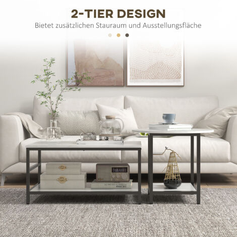 Table basse aspect marbre avec pieds réglables et structure acier ...