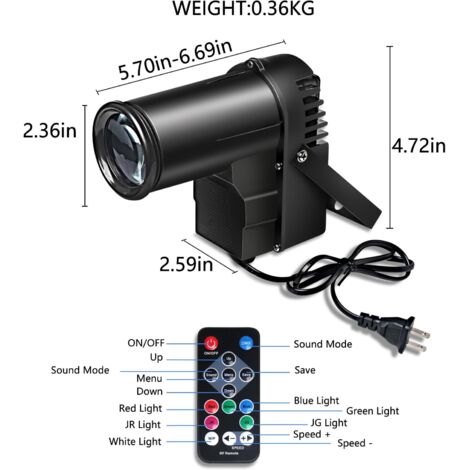 Projecteur pin spot LED 12W RGBW 4 en 1 Lumax Deco avec faisceau blanc ...