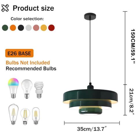 Suspension design vintage orange luminaire du milieu du siècle 35cm ...