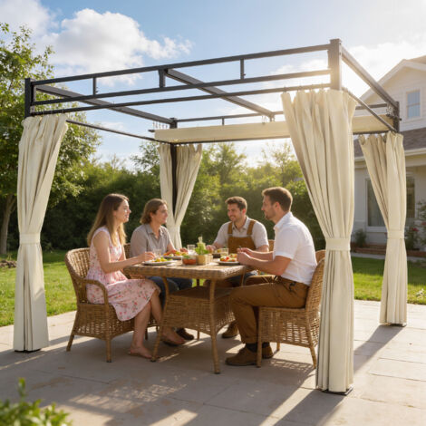 Pergola de Jardin Tonnelle de Jardin Extérieur Toit Rétractable 4 ...