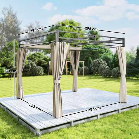 Pergola de Jardin Tonnelle de Jardin Extérieur Toit Rétractable 4 ...