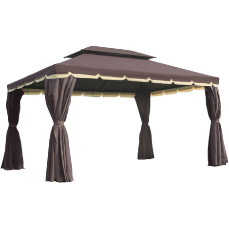 Pergola de jardin Outsunny pavillon alu étanche contre les moustiques ...