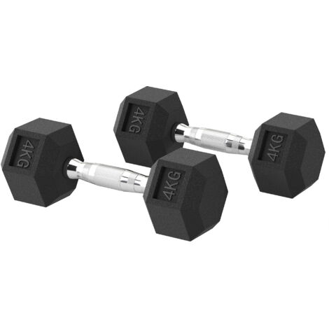 Haltères hexagonaux en caoutchouc lot de 2 en acier noir musculation ...