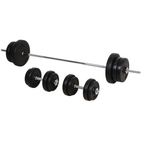 Kit d'halteres et barre de musculation 55 kg pour entrainement a la ...