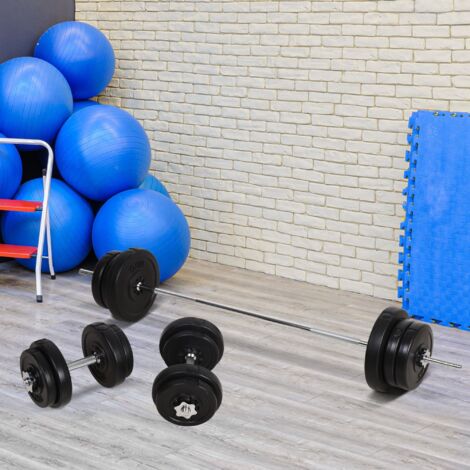 Kit d'halteres et barre de musculation 55 kg pour entrainement a la ...