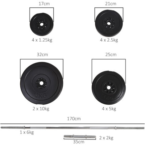 Kit d'halteres et barre de musculation 55 kg pour entrainement a la ...