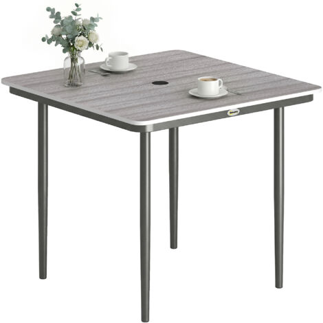 Table de jardin rectangulaire grise 4 places en résine tressée 85cm ...