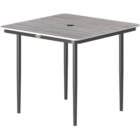 Table de jardin rectangulaire grise 4 places en résine tressée 85cm ...