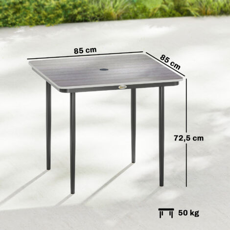 Table de jardin rectangulaire grise 4 places en résine tressée 85cm ...