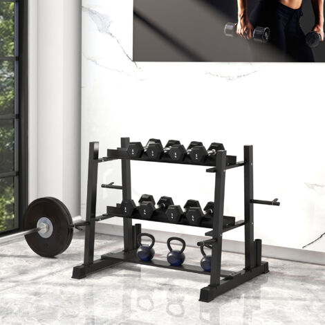 Porte-haltères en acier rack de rangement kettlebells noir 131x75x80cm ...