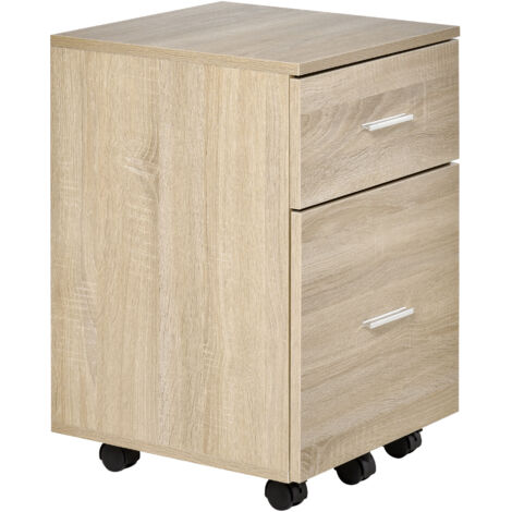 Caisson de bureau mobile 2 tiroirs en chene 39.5x39x58.5 cm serie Zen ...
