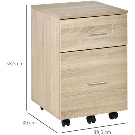 Caisson de bureau mobile 2 tiroirs en chene 39.5x39x58.5 cm serie Zen ...