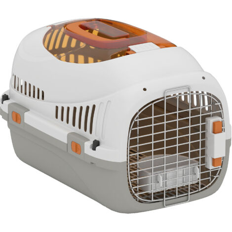 Caisse transport chat chien anti stress cage aérée avec écuelle ...