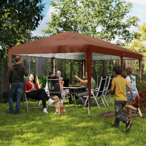 Tonnelle pliante 6x3m barnum de jardin pop-up en acier époxy marron ...