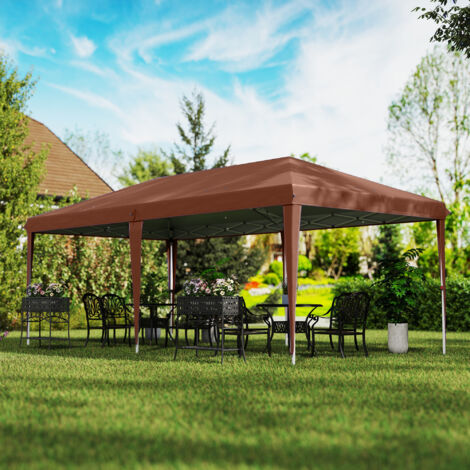 Tonnelle pliante 6x3m barnum de jardin pop-up en acier époxy marron ...