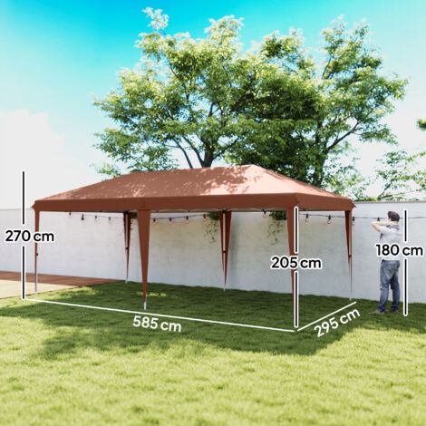 Tonnelle pliante 6x3m barnum de jardin pop-up en acier époxy marron ...