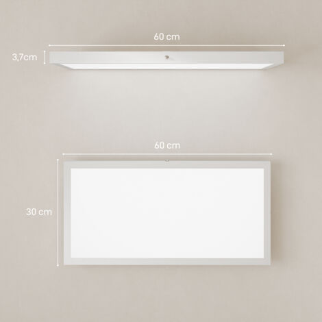 Lot de 4 plafonniers LED régables DIP commutateur mural blanc 60x30 cm ...