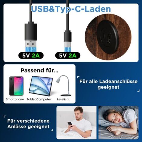 Lit gain de place 140x200 cm avec grand coffre et prise USB-C intégrée ...