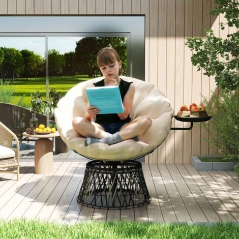Fauteuil papasan - Fauteuil Papasan - Rotation 360° - Coussin 10 cm ...