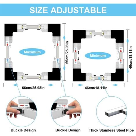Support machine a laver anti-vibration avec sangle robuste 46-66cm ...