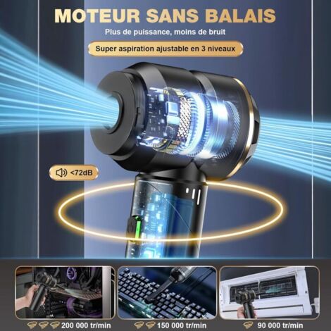 Aspirateur à main sans fil pour voiture et cuisine multi-surfaces ...