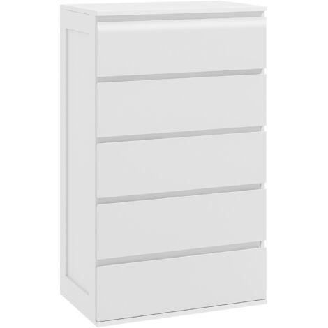 Commode 5 tiroirs blanc ChiMi avec coulisses métalliques 40x80x110 cm ...