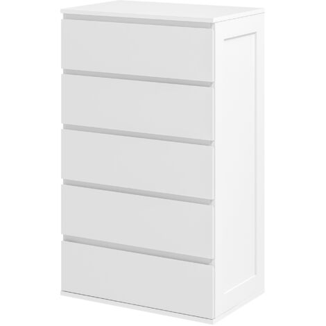 Commode 5 tiroirs blanc ChiMi avec coulisses métalliques 40x80x110 cm ...