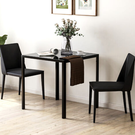 Table carrée verre trempé noir 4 personnes design moderne de 75cm ...