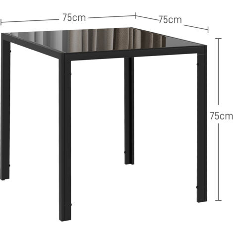 Table carrée verre trempé noir 4 personnes design moderne de 75cm ...