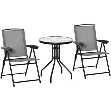 Ensemble de jardin 3 pièces 2 chaises inclinables multi-positions ...