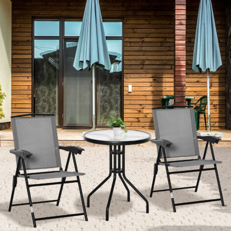 Ensemble de jardin 3 pièces 2 chaises inclinables multi-positions ...