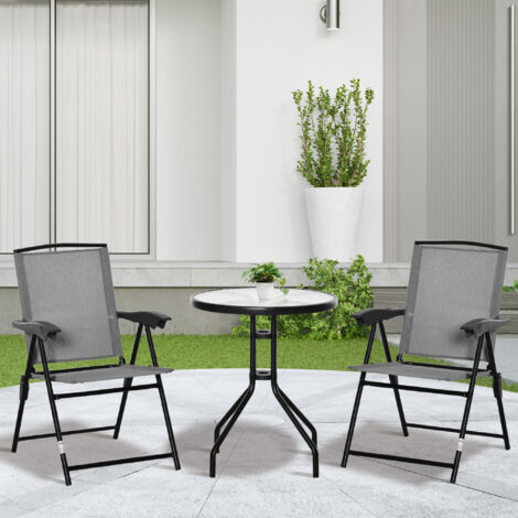 Ensemble de jardin 3 pièces 2 chaises inclinables multi-positions ...