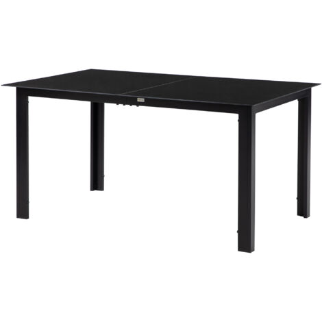 Table de jardin aluminium noir antirouille avec plateau en verre ...