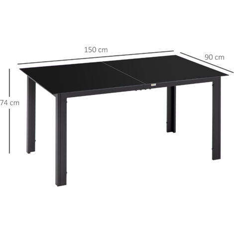 Table de jardin aluminium noir antirouille avec plateau en verre ...