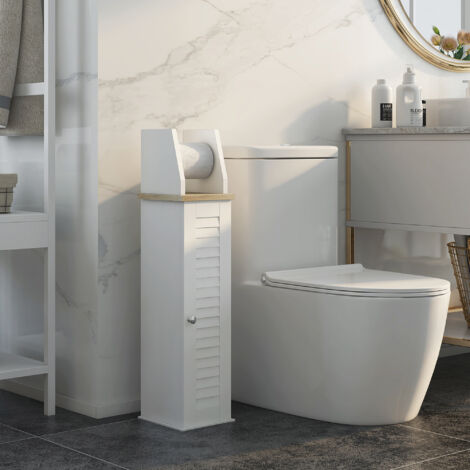 Rangement WC gain de place et porte-papier toilette blanc pour angle ...