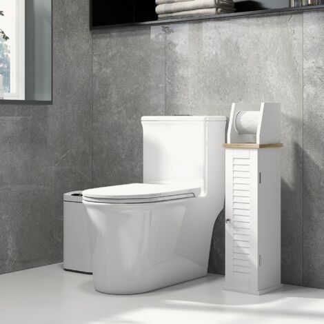 Rangement WC gain de place et porte-papier toilette blanc pour angle ...